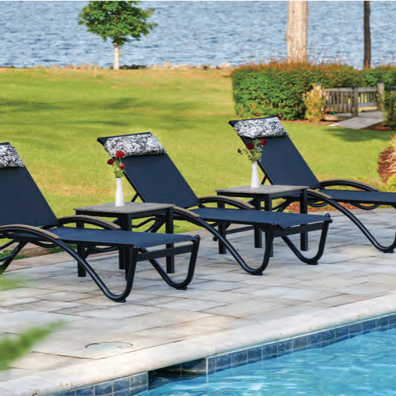 Gardenella Sling Four Position Lay Flat Stacking Armless Chaise